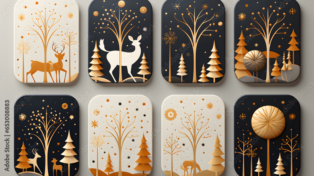 Happy New Year Set of backgrounds, greeting cards, posters, holiday ...