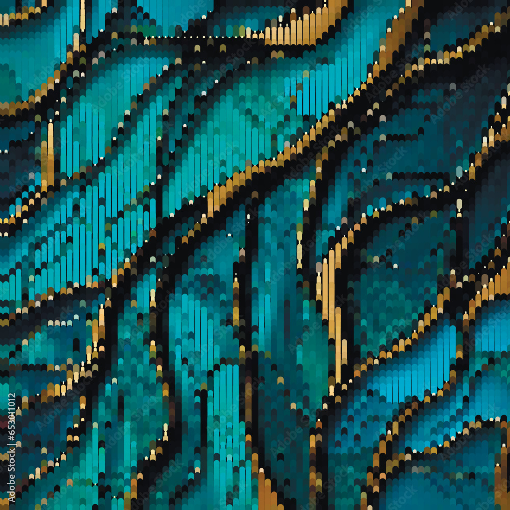 Halftone waves muir mural droplets coastlines stripes textured mosaic ...