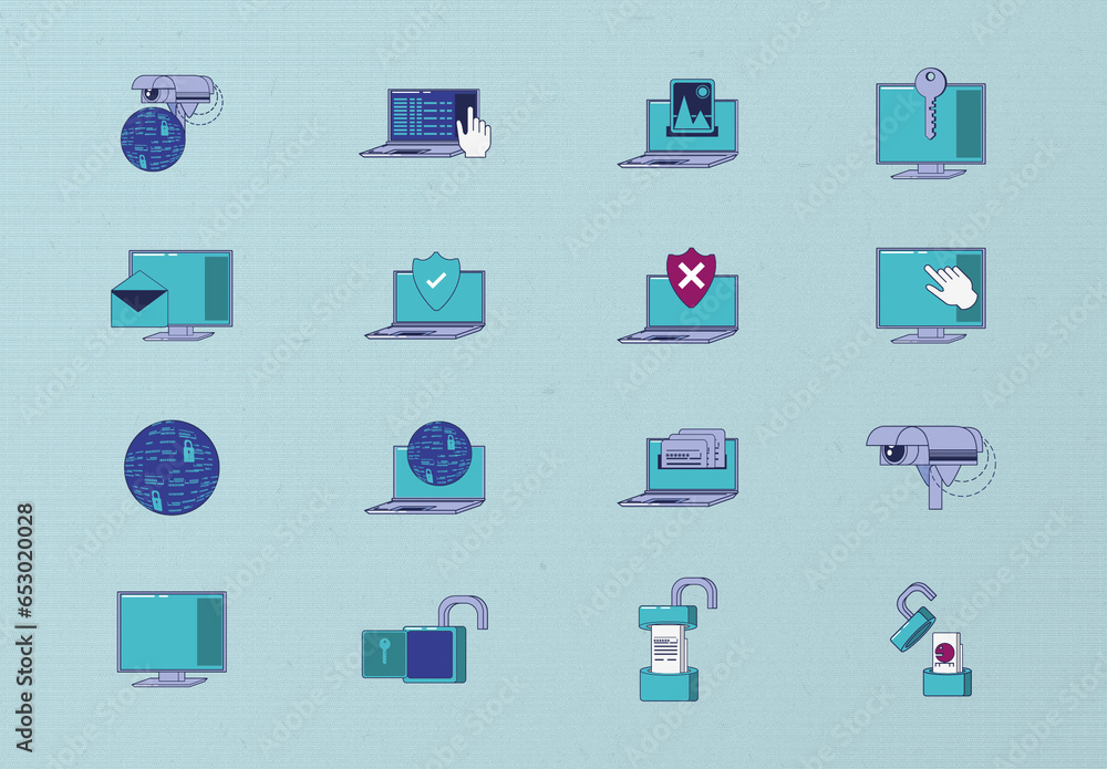 Technological computers icons set Stock Template | Adobe Stock