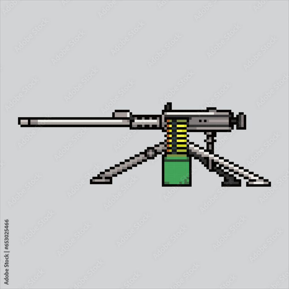 Pixel art Machine Gun. Pixelated Machine Gun. Machine Gun weapon icons ...