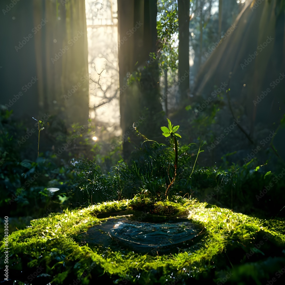 environment sundial with ivy in the centre of a beautiful forest god ...