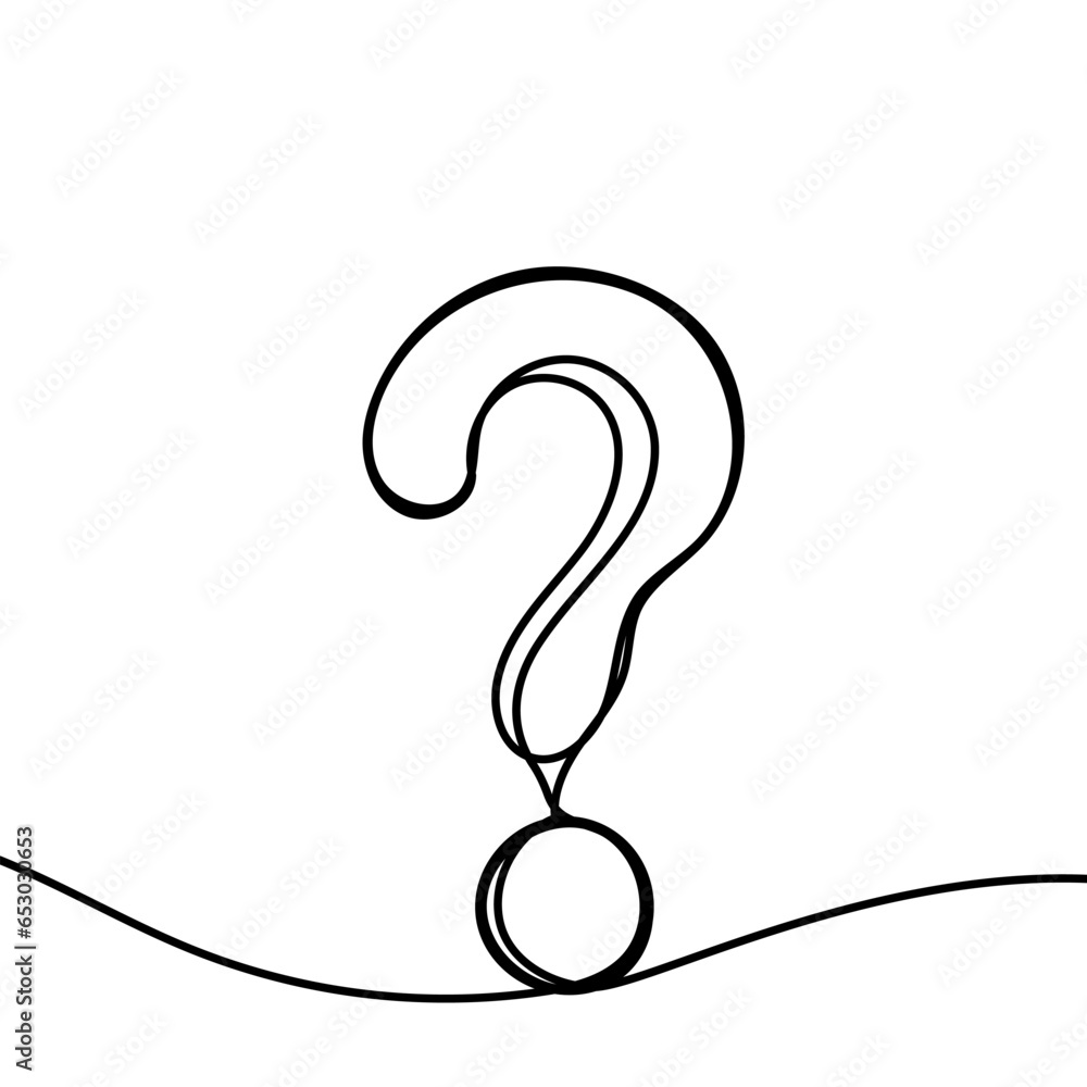 Question mark continuous line icon art single draw one outline ask faq ...