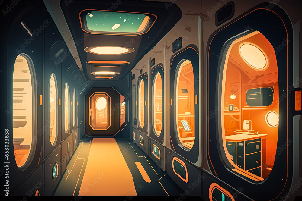 The image of a Japanese futuristic capsule hotel (pod hotel). Maybe a ...