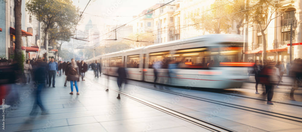 timelapse of daylight busy urban downtown city crowd people commuter ...