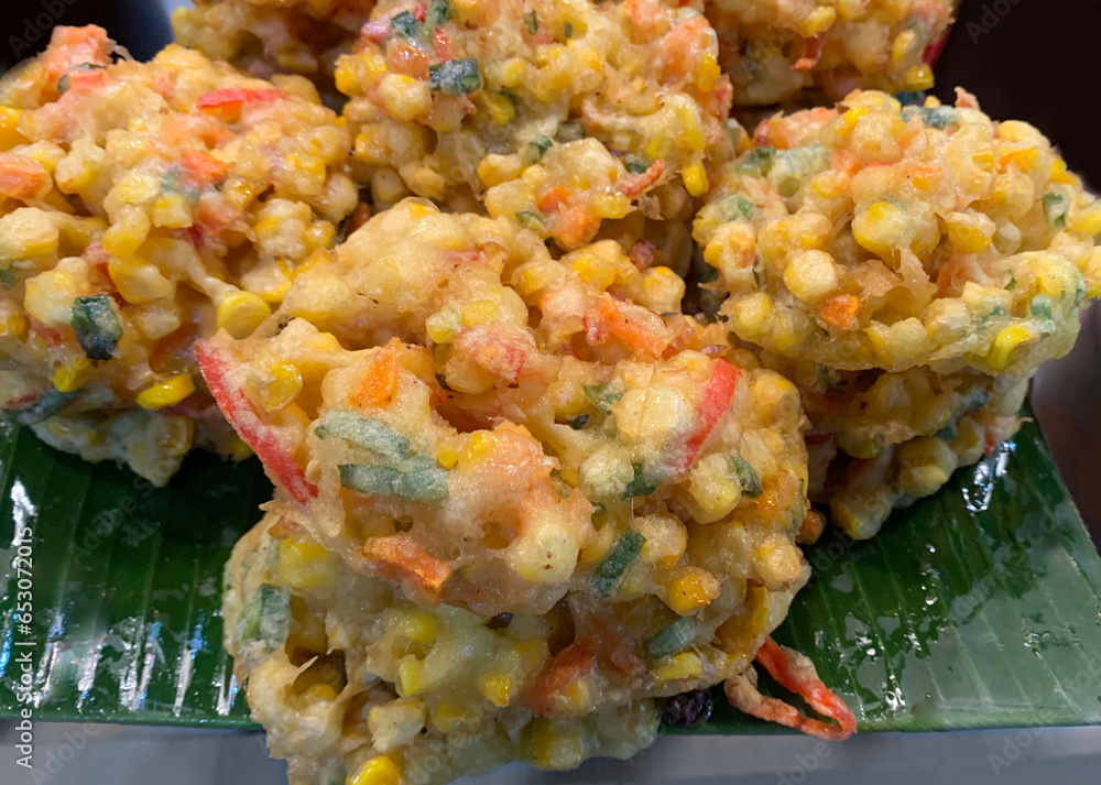 Oily Perkedel Jagung or Bakwan Jagung, corn fritters is Indonesian ...