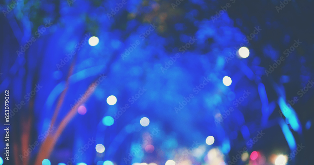 Blue Bokeh abstract blurred background music festival stage show rock ...