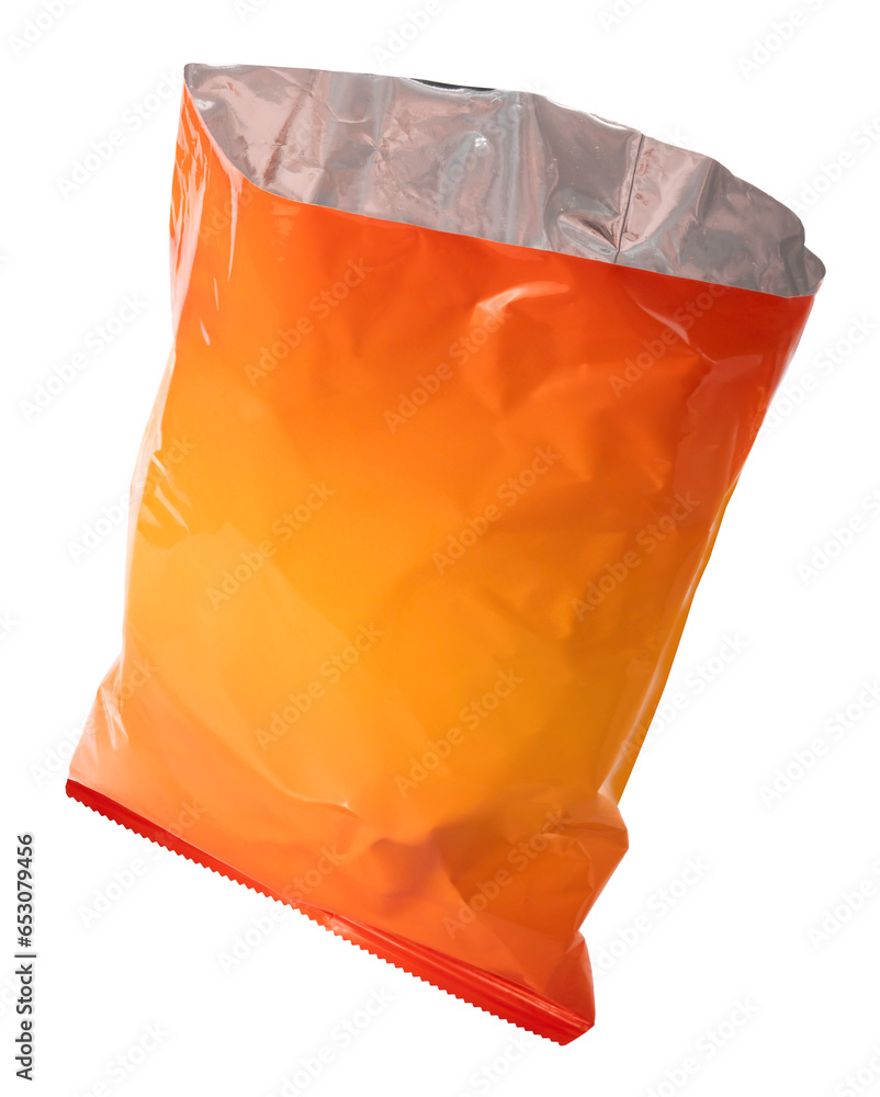 Empty Foil and plastic snack bags mockup isolated on white background ...