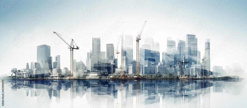 multi exposure of industrial and building constuction city ...