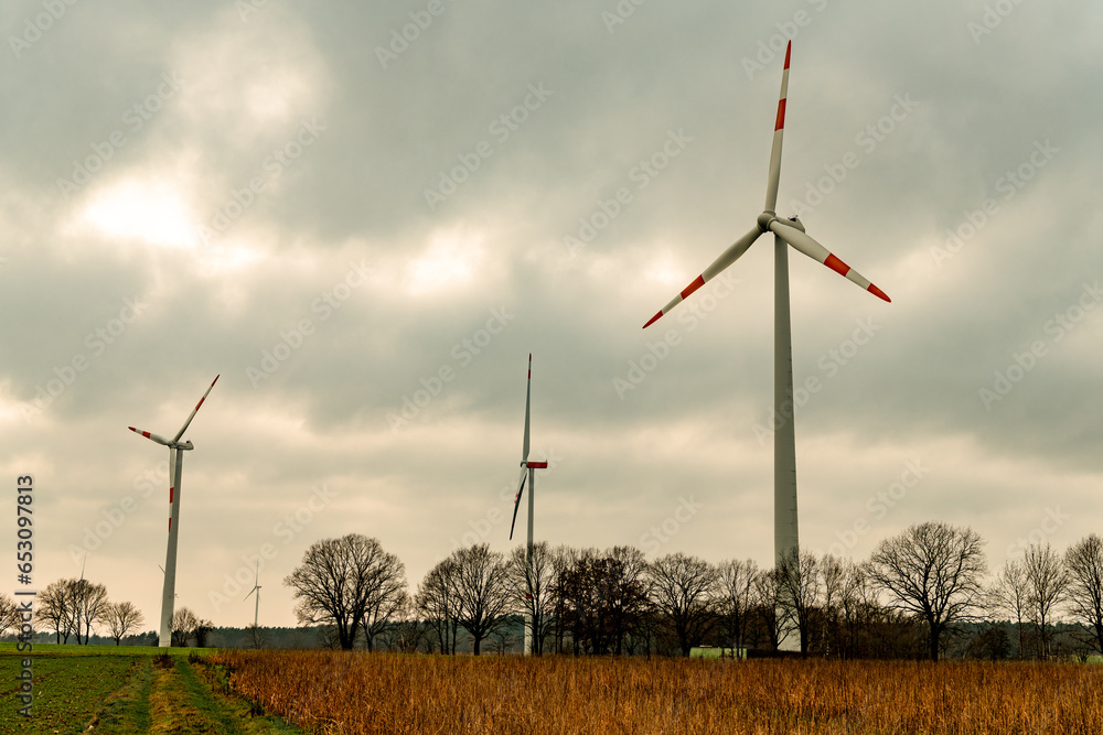 windmill turbines generating green energy. Windmills for power ...
