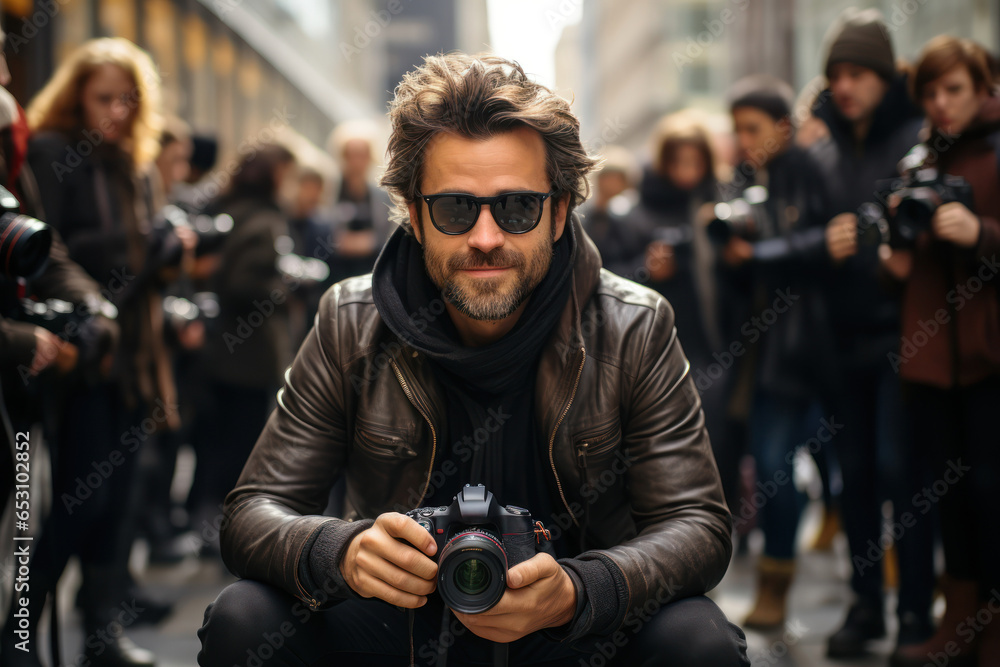 Photo & Art Print A paparazzi photographer snapping pictures of a ...