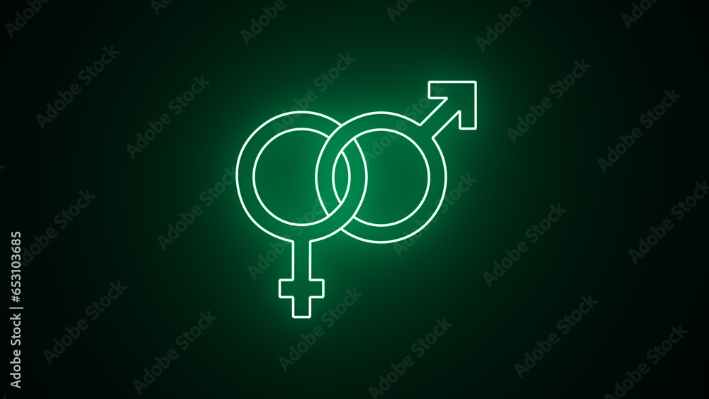 Neon Gender Symbol Icon Glowing Gender Icon Male Female Sign Of