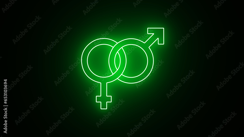 Neon Gender Icon Male Female Sign Of Gender Equality Icon Glowing