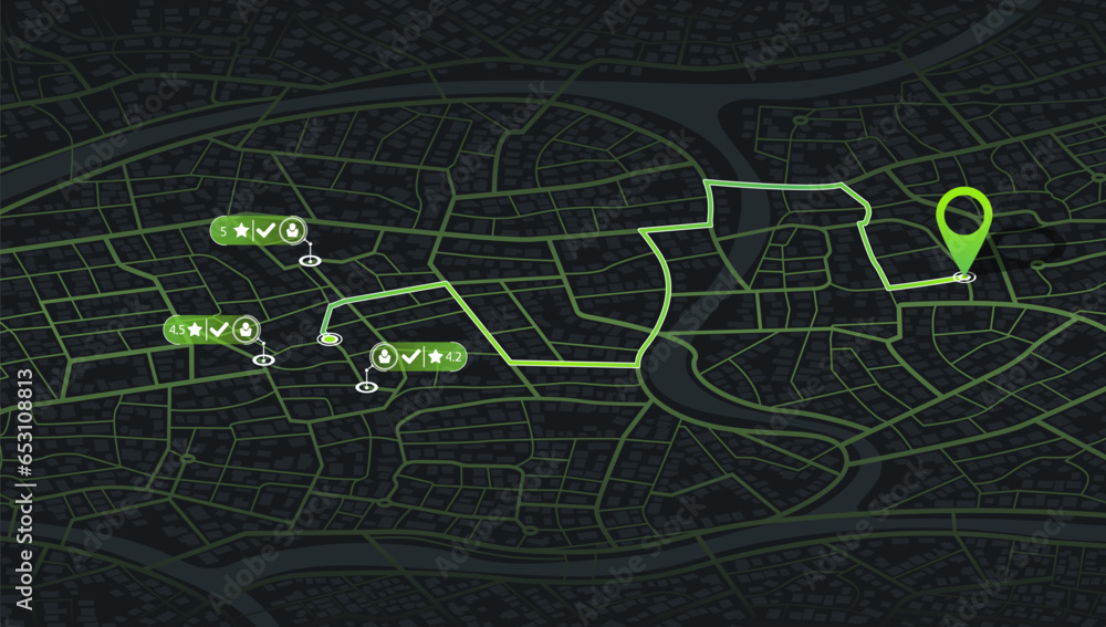 Isometric Gps map navigation to target. City top view. View from above ...