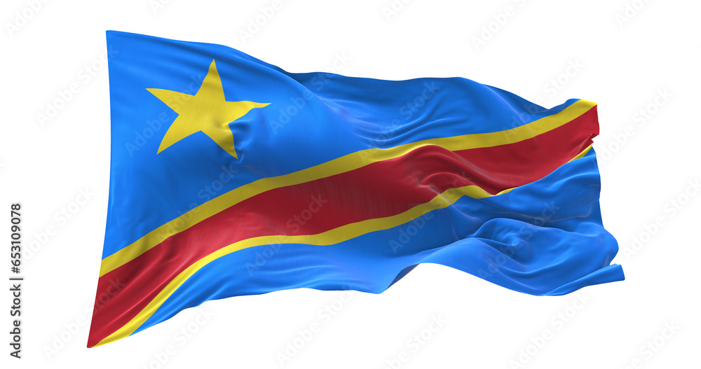 3d illustration flag of Dr Congo. Democratic republic flag waving ...