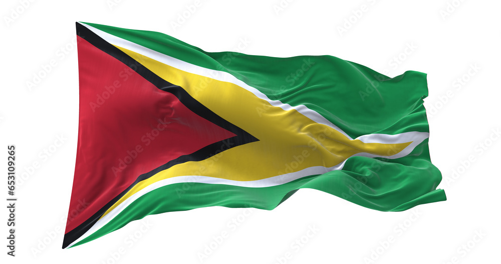 3d illustration flag of Guyana. Guyana flag waving isolated on white background with clipping ...