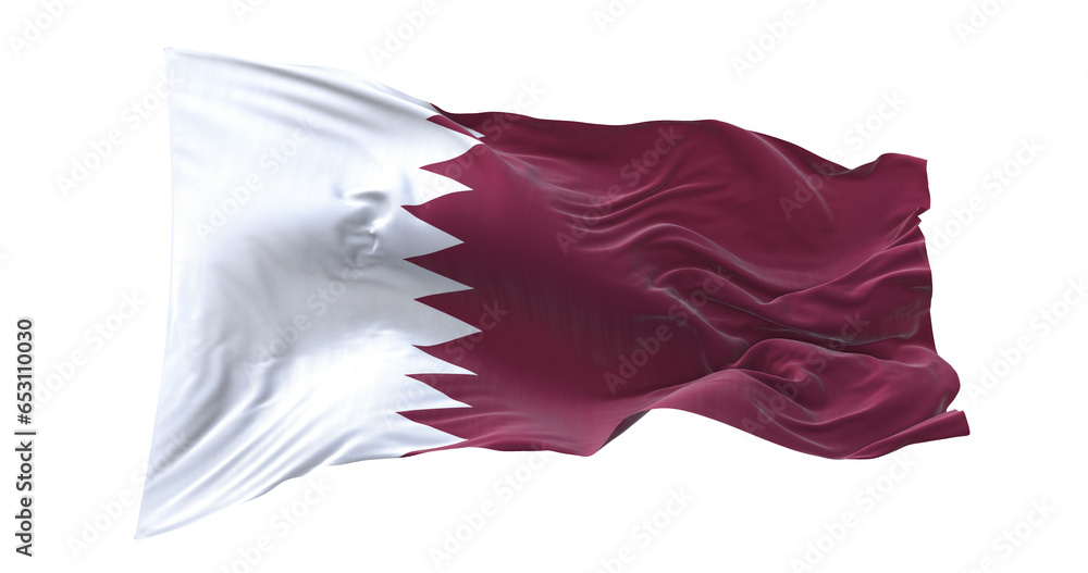3d illustration flag of Qatar. Qatar flag waving isolated on white ...