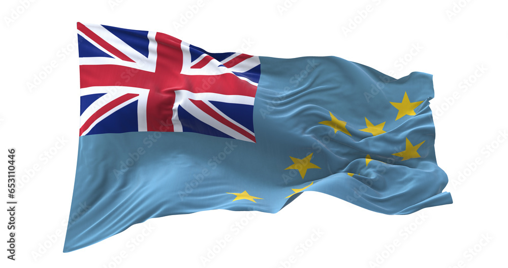 3d illustration flag of Tuvalu. Tuvalu flag waving isolated on white ...