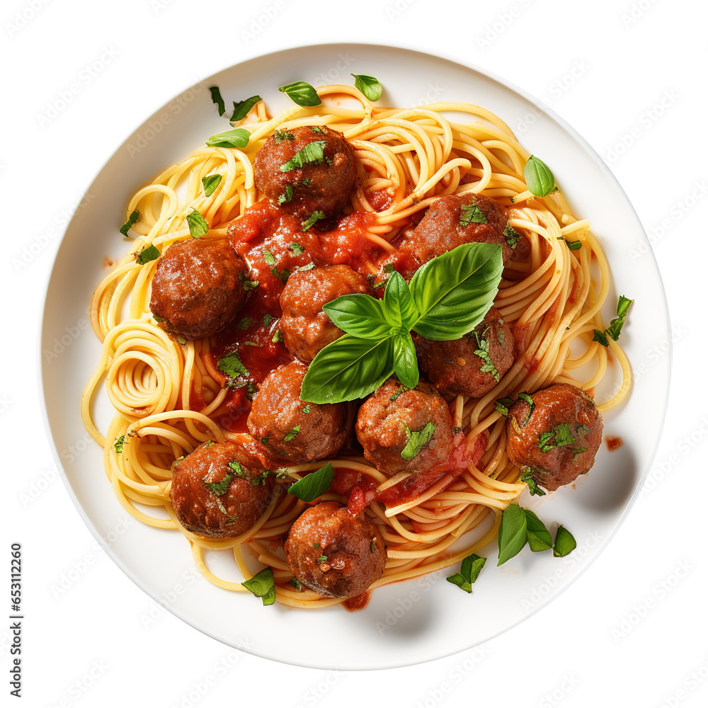 spaghetti with meatballs isolated on transparent background Remove png ...