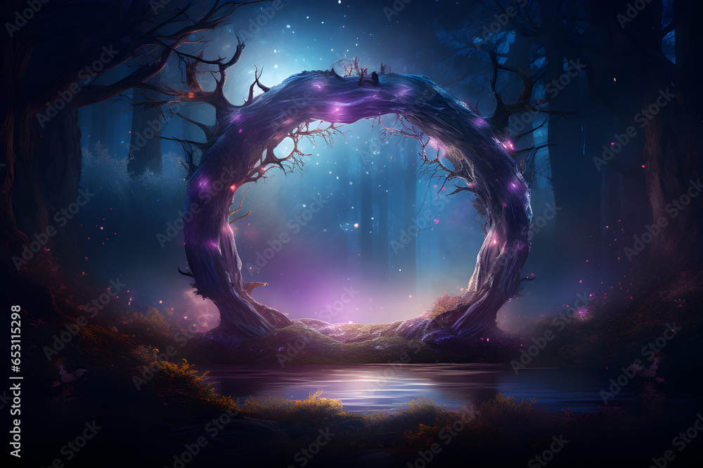 Magical majestic portal in the shape of a circle in Mystical dark ...
