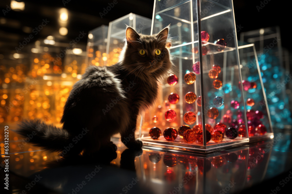 A depiction of Schrödinger's cat in a superposition of states ...