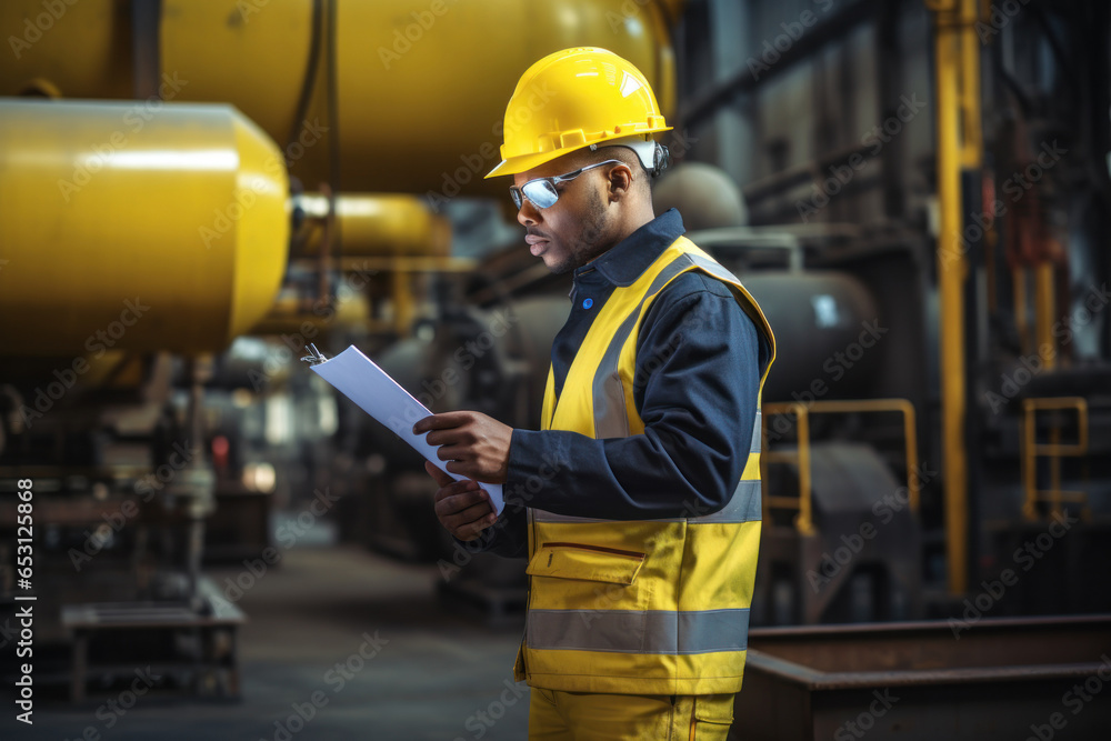 Engineer inspector conducting an inspection at an industrial plant ...