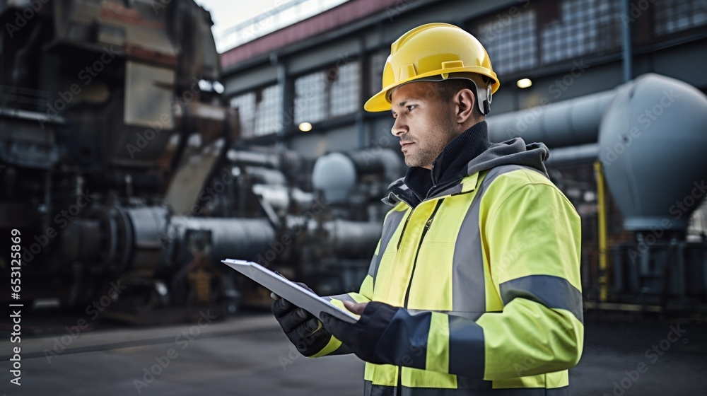 Engineer inspector conducting an inspection at an industrial plant ...