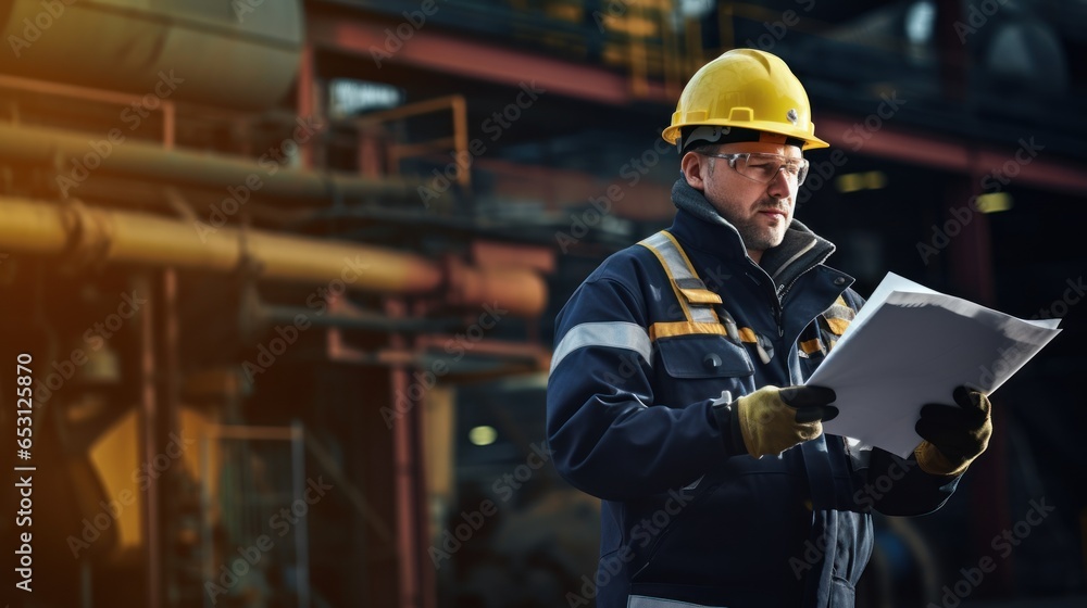 Engineer inspector conducting an inspection at an industrial plant ...