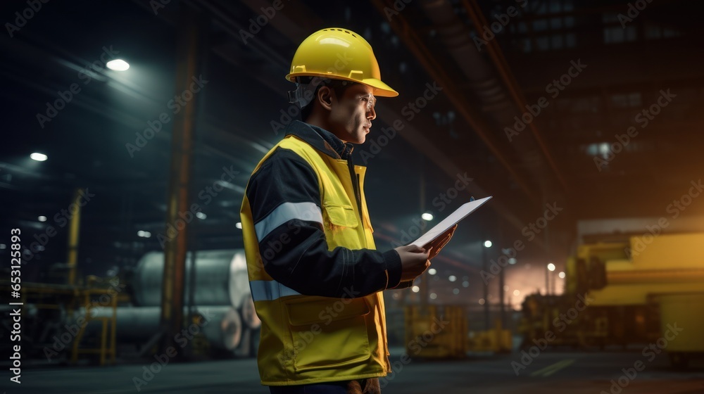 Engineer inspector conducting an inspection at an industrial plant ...