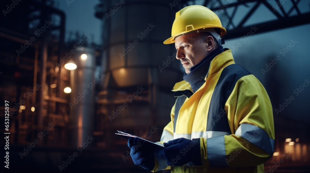 Engineer inspector conducting an inspection at an industrial plant ...