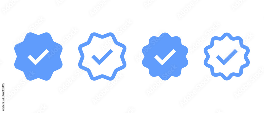 Check badge icon vector set. Social media official account tick symbol ...