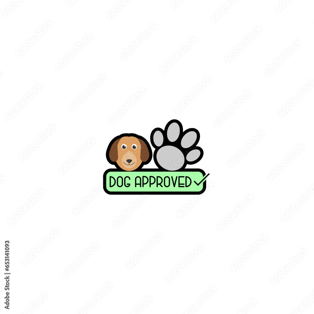 Dog approved icon. Dog animal friendly sign isolated on white ...