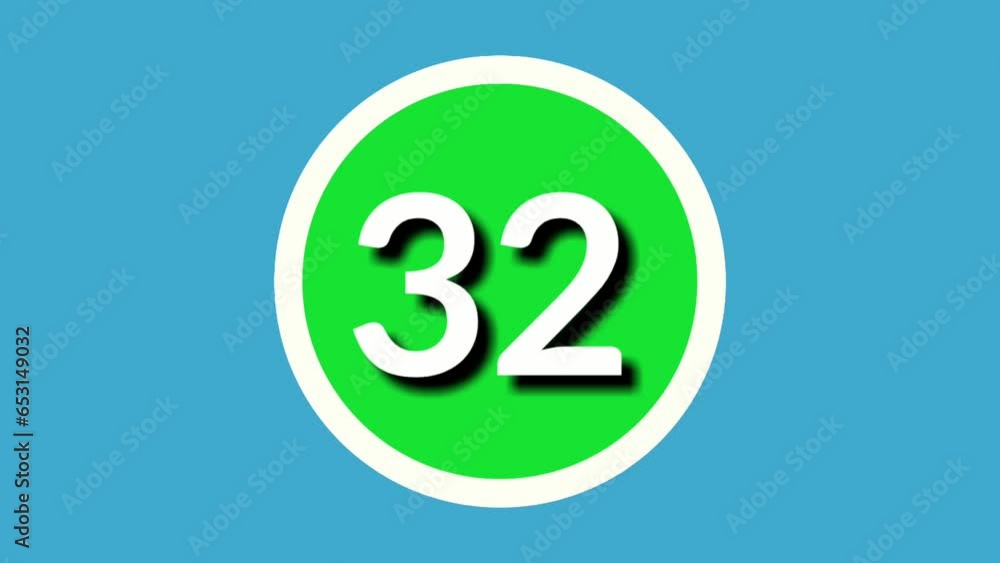 Number 32 thirty two cartoon animation on green screen background,4k ...