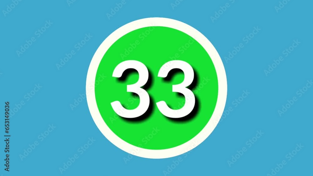 Number 33 thirty three cartoon animation on green screen background,4k cartoon video number ...