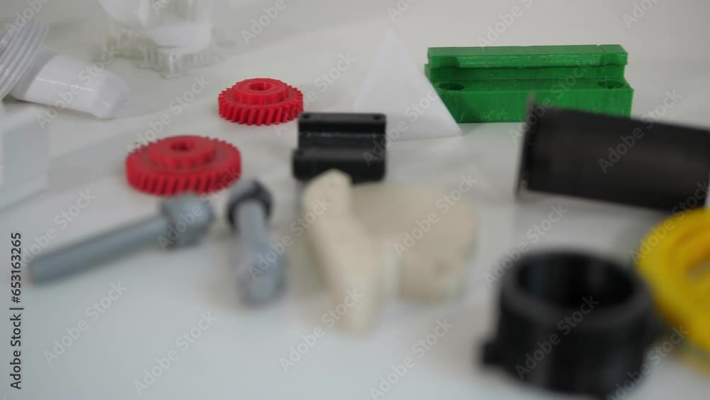 Many different shapes created on a 3D printer. 3D technology. Models ...