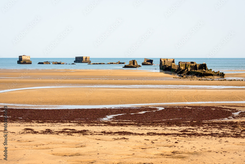 Remains of Phoenix caissons in Asnelles, France, used to build the ...