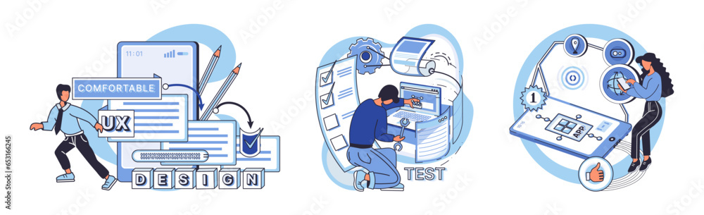 Application Testing Metaphor Vector Illustration Application Testing Quality Assurance Step