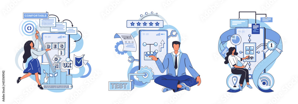 Application Testing Metaphor Vector Illustration Software Testing Debugging Process That