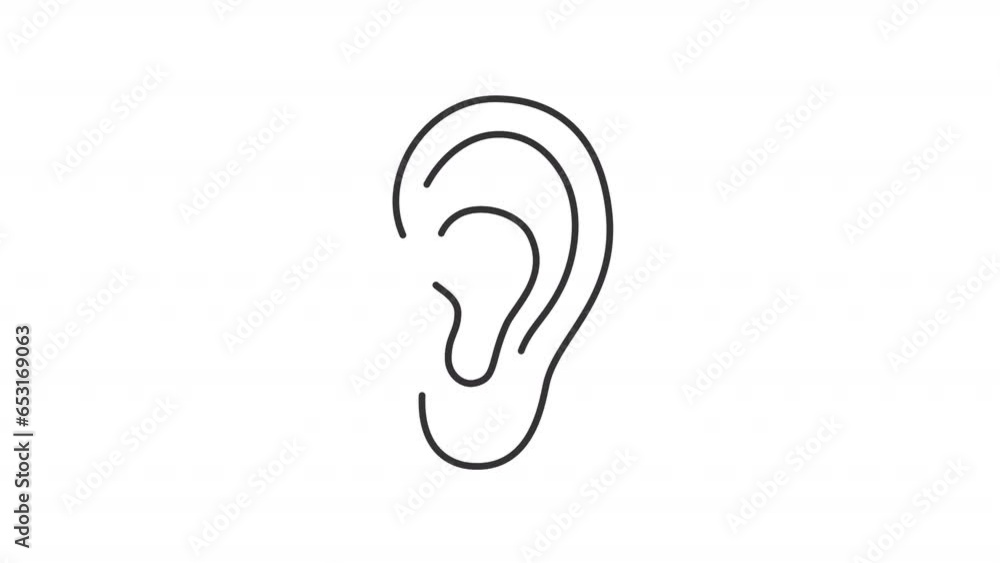 2D black thin line animated drop of medicine in ear, HD video with ...