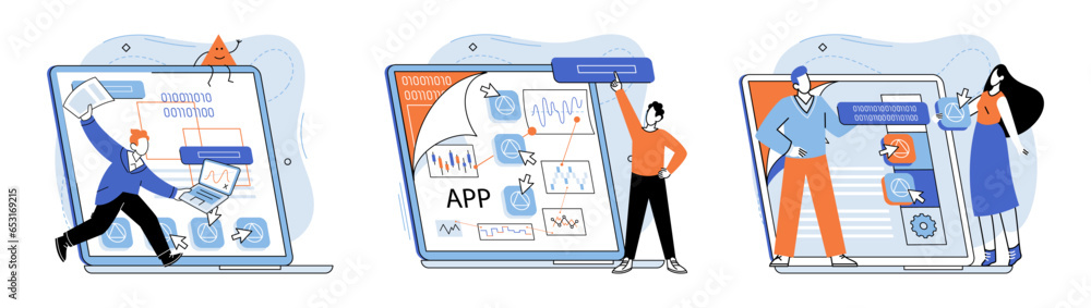 Application Testing Metaphor Vector Illustration App Test Rehearsal Stage Before Actual