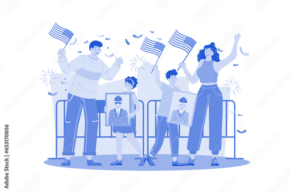 Communities hold parades and events to remember and pay tribute to fallen soldiers. Stock Vector ...