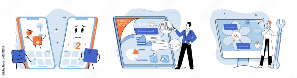Application Testing Metaphor Vector Illustration Software Testing Cleaner That Sweeps