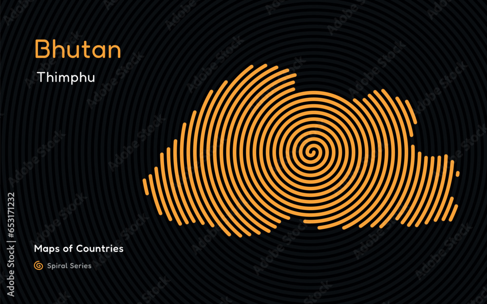 Creative map of Bhutan. Political map. Thimphu Capital. World Countries ...