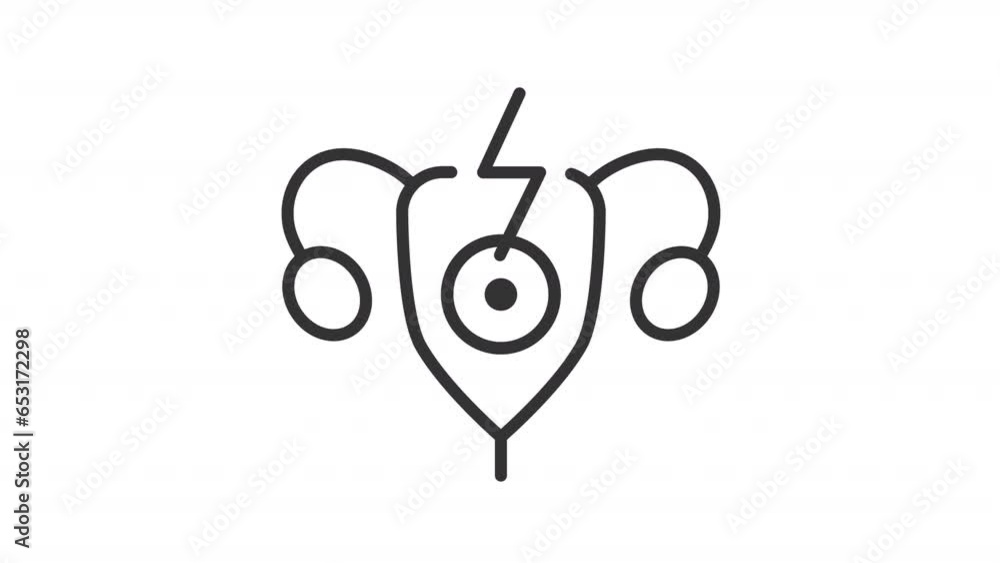 2D black thin line animation of menstrual cramp, HD video with ...