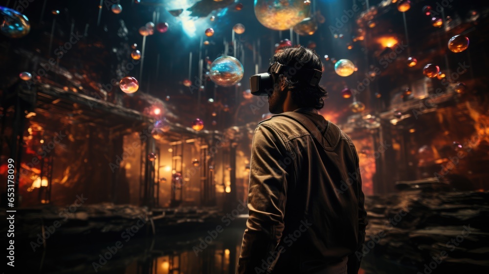 Scientists conducting research in a futuristic environment using ...