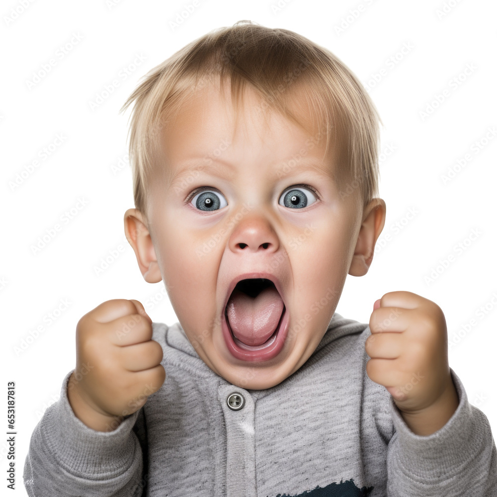 Cute baby giving funny facial expressions and gesture with transparent ...