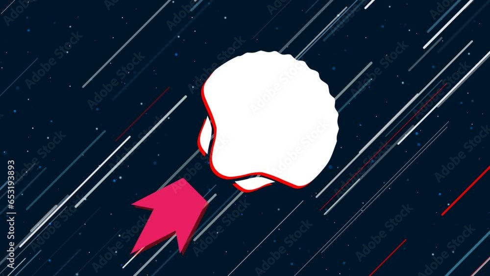 Sea shell symbol flies through the universe on a jet propulsion. The ...