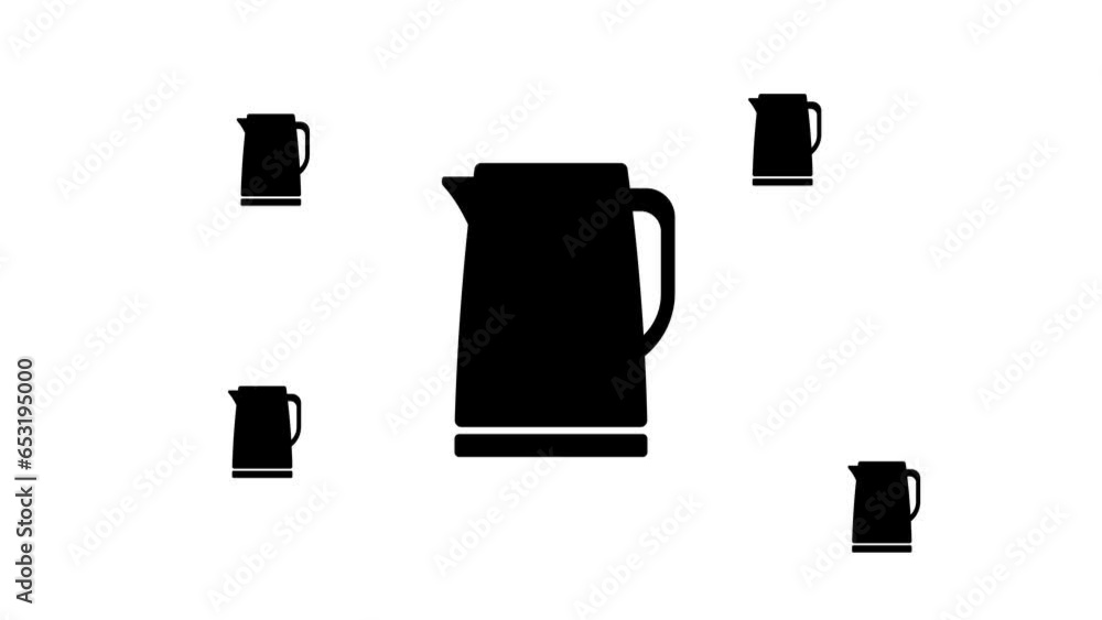Zoom in and out animation the kettle symbol. Large black symbol in the ...