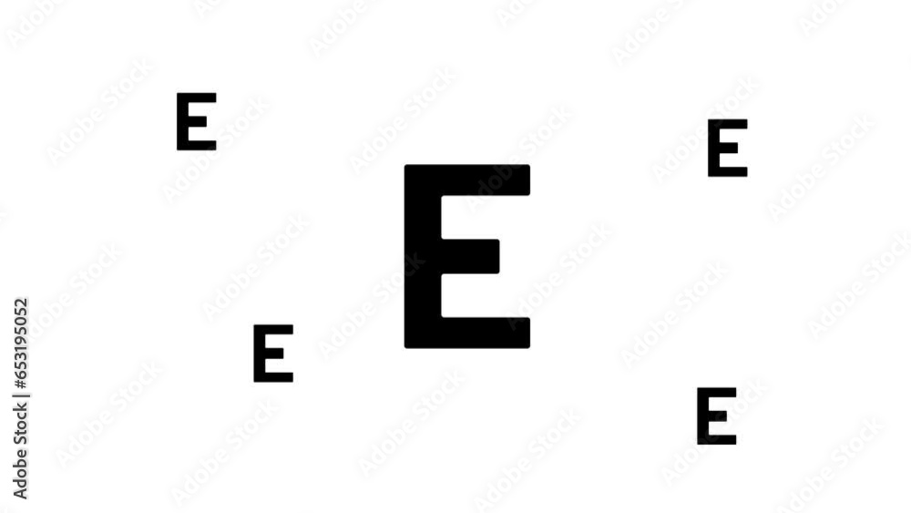 Zoom in and out animation the capital letter E symbol. Large black ...