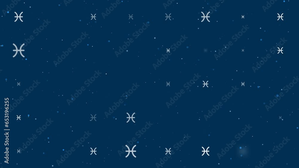 Template animation of evenly spaced zodiac pisces symbols of different ...