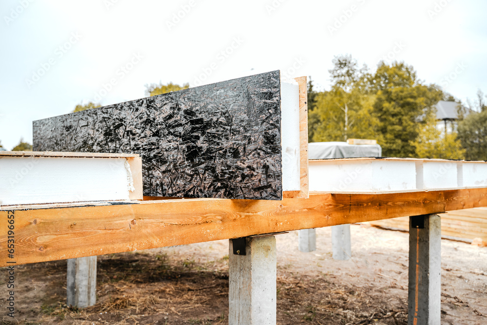 Building construction of wooden frame house made of SIP structural ...